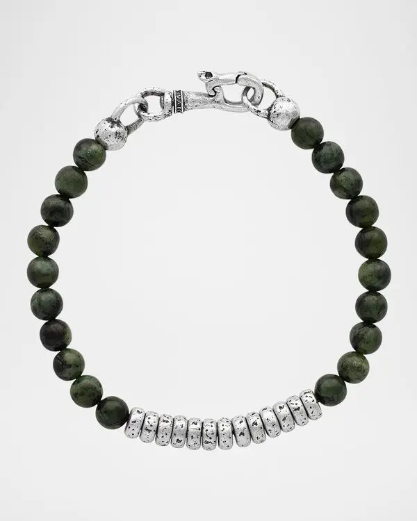 John Varvatos Simit Canadian Jade Beaded Bracelet - Green