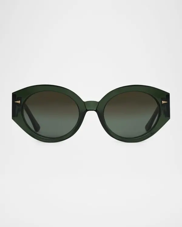 AHLEM Art Deco Round Sunglasses - Dark Green