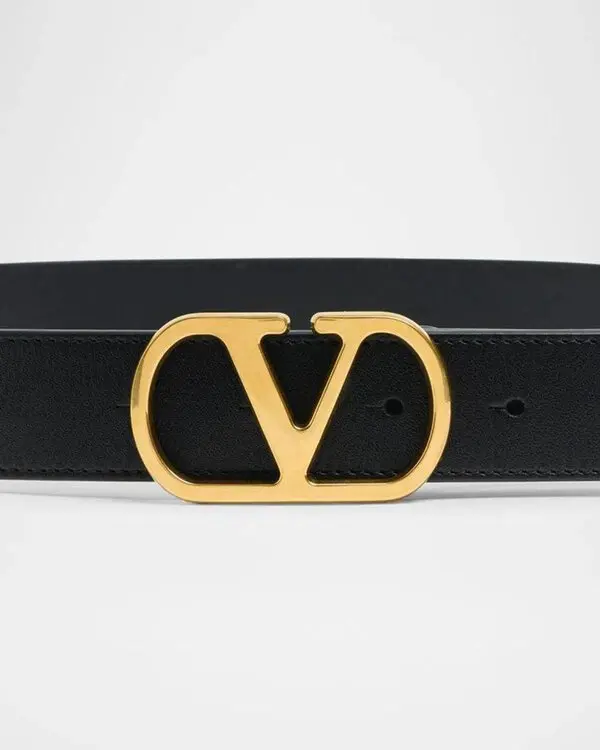 Valentino Garavani Vlogo Signature Leather Belt 30mm - Nero