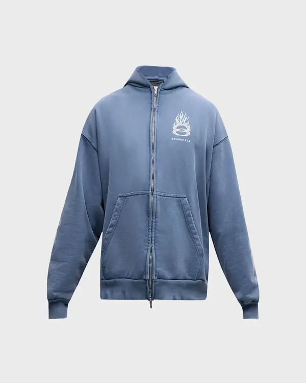 Balenciaga Burning Unity Logo Zip Hoodie