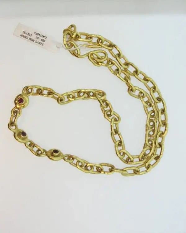 TWENTY TWO CARATS 22k Yellow Gold Mini Chain Necklace With Ruby - One-color