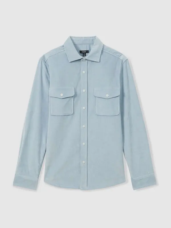 REISS Tucci Cotton-blend Corduroy Overshirt - Soft Blue
