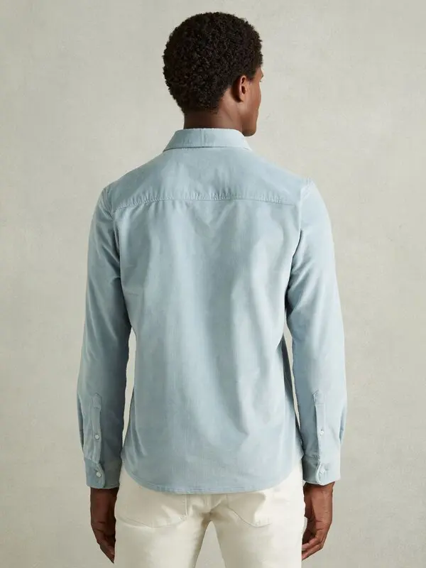 REISS Tucci Cotton-blend Corduroy Overshirt - Soft Blue