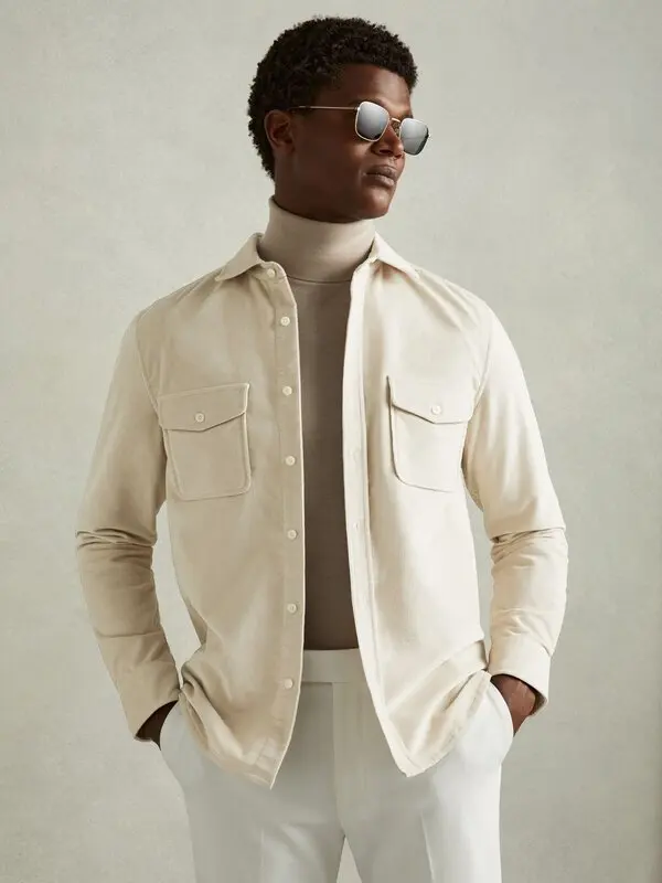 REISS Tucci Cotton-blend Corduroy Overshirt - Stone