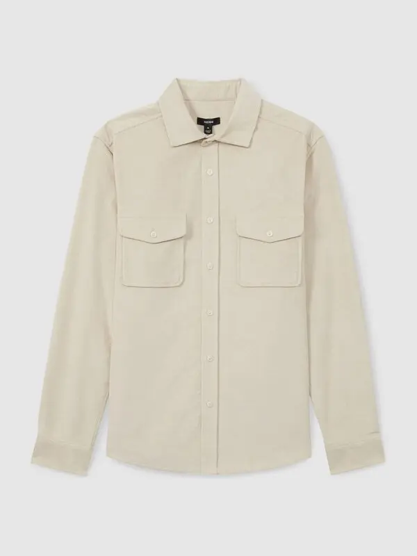 REISS Tucci Cotton-blend Corduroy Overshirt - Stone