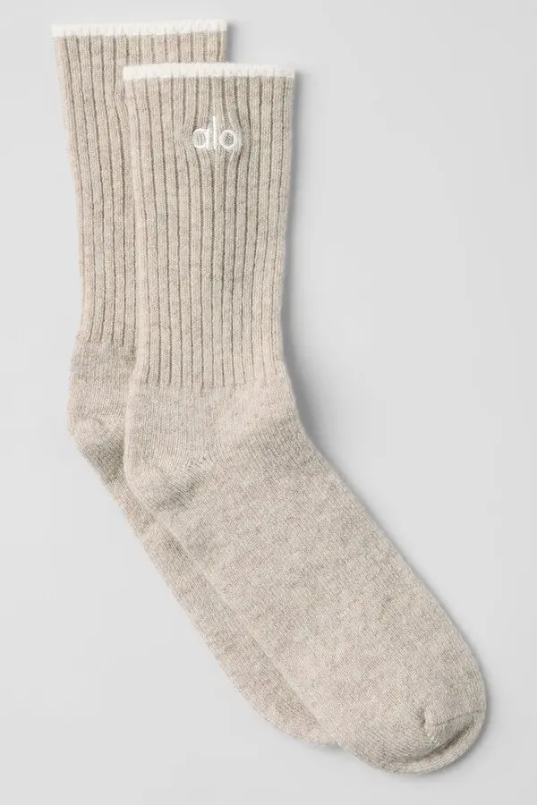 Alo Yoga Wool Cashmere Light Frosted Socks - Winter Latte/ivory