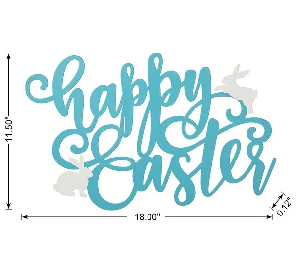 GLITZHOME 18' Metal Happy Easter Wreath Hanging Sign