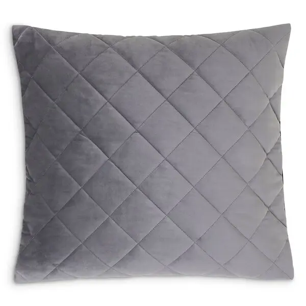 Frette Quilted Velvet Decorative Cushion, 20 X 20 Exclusive - Grey