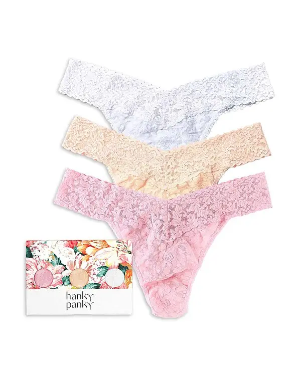 Hanky Panky Signature Lace Original Rise Thongs, Set Of 3 - Mvaf