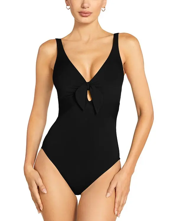 Robin Piccone Ava Knotted One Piece Swimsuit - Black