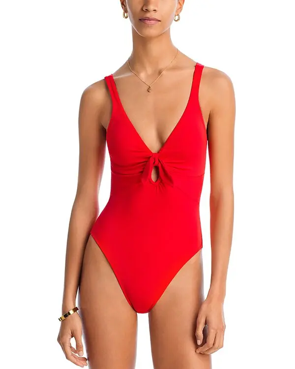 Robin Piccone Ava Knotted One Piece Swimsuit - Fiery Red