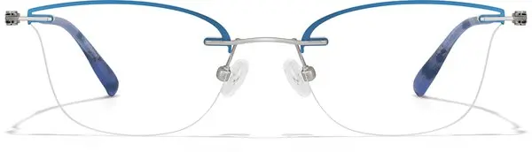 Zenni Cat Eye Rimless Eyeglasses With Stainless Steel Frame - Blue