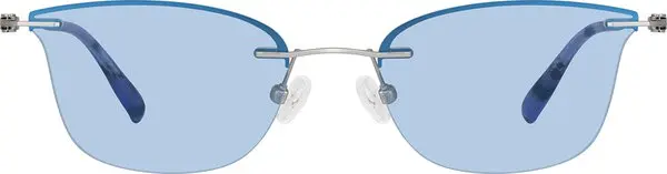 Zenni Cat Eye Rimless Eyeglasses With Stainless Steel Frame - Blue