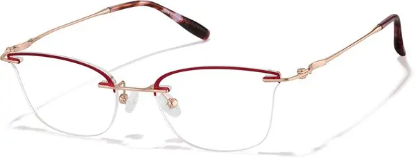 Zenni Cat Eye Rimless Eyeglasses With Stainless Steel Frame - Red