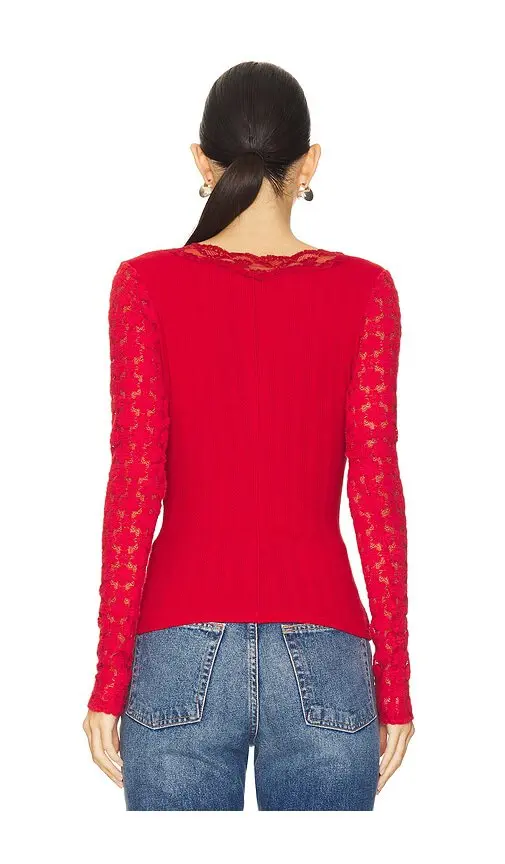 Free People Lace Paneled V-neck Top