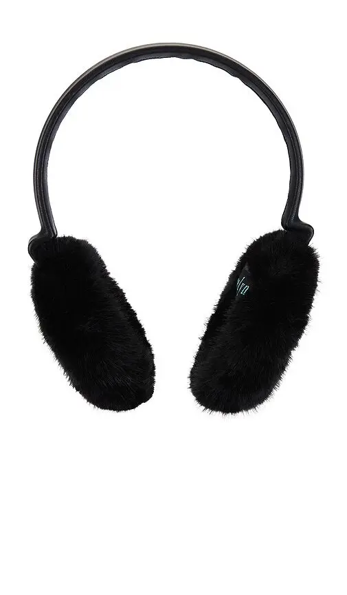 Jocelyn Faux Mink & Leather Earmuffs - Black