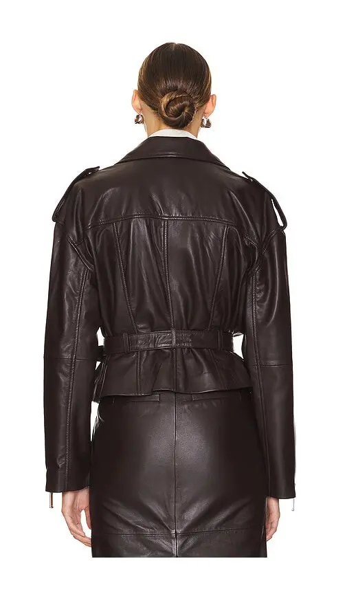 CAMILA COELHO Ambrosia Leather Moto Jacket
