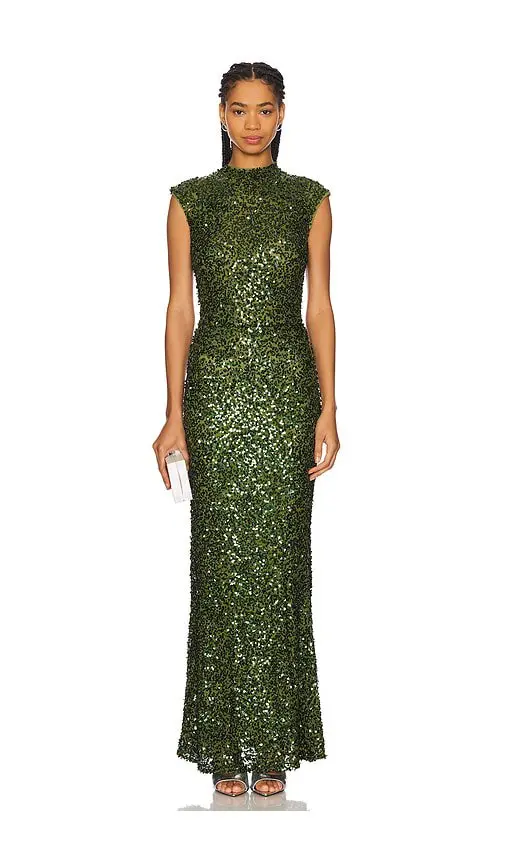 chinese dress ladies Layla Cami Satin Maxi Gown Dress in Dark Olive