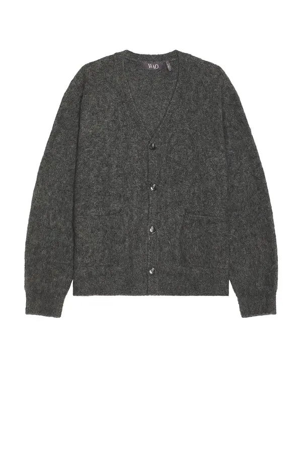 WAO Solid Brushed Cardigan - Charcoal