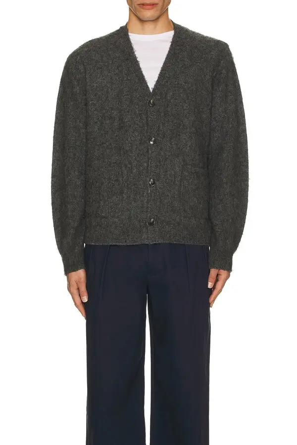 WAO Solid Brushed Cardigan - Charcoal