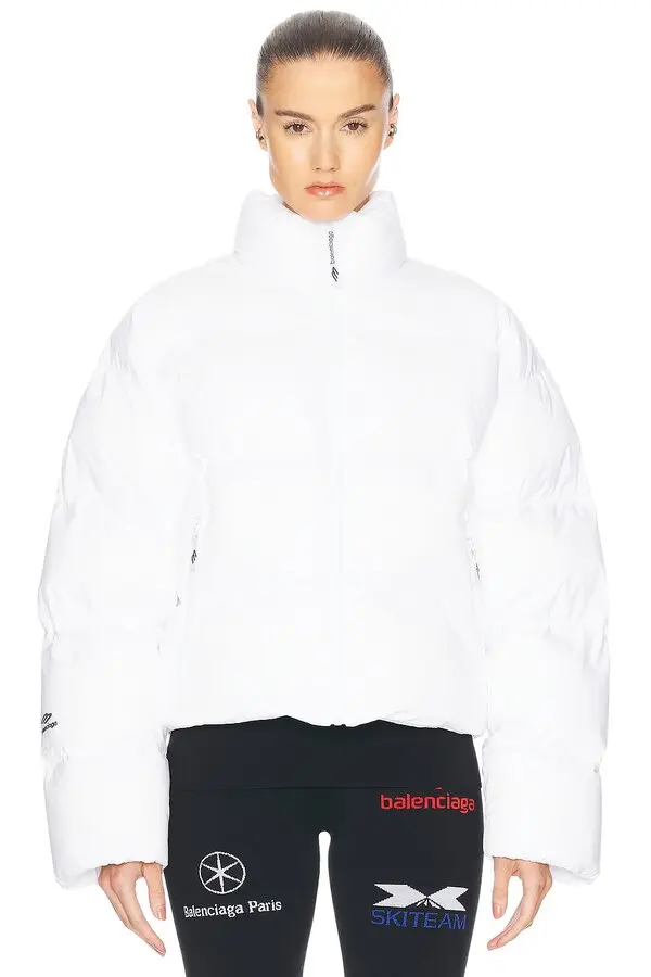 Balenciaga Ski Cropped Puffer Jacket In White - 70% Off | Editorialist