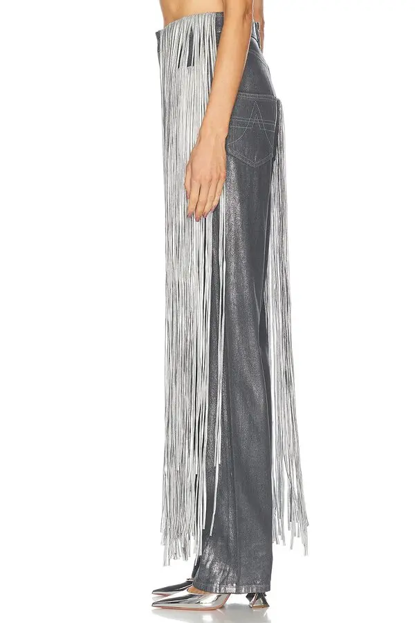 AREA Metallic Fringe Straight Leg Pant