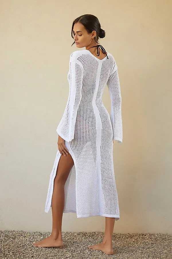 Anthropologie Net Cover-Up Dress In White - 49% Off