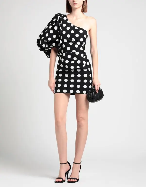 Pinko Mini Polka Dot One-shoulder Dress - Black