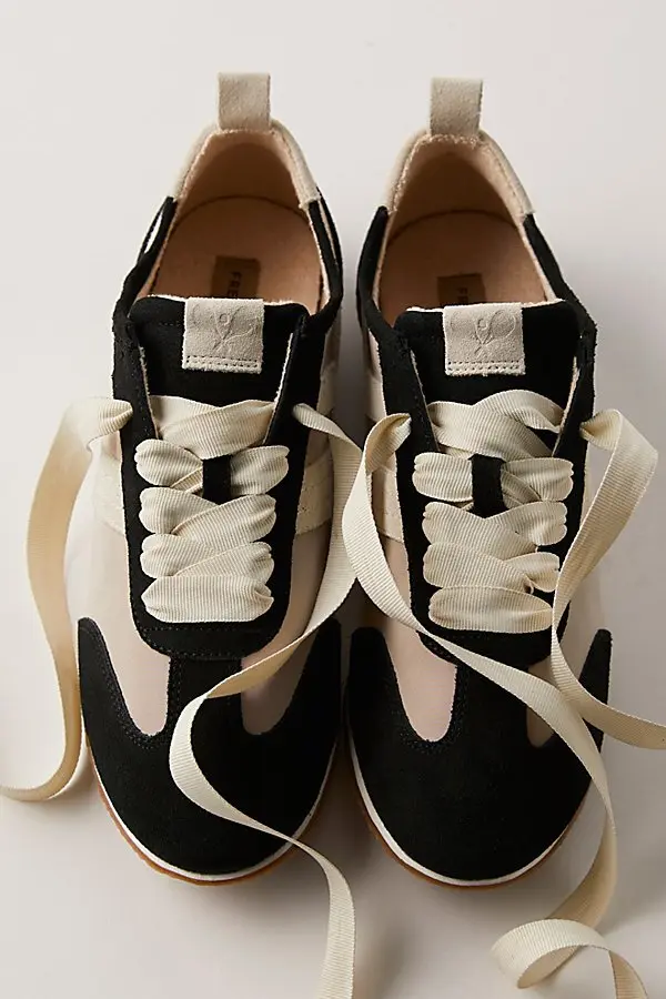 Free People Aces Tennis Shoes - Black/oyster