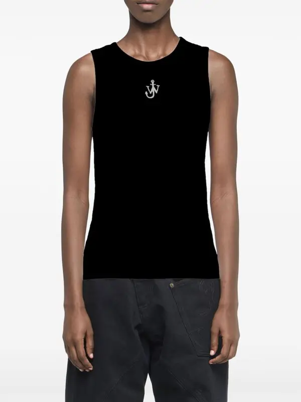 JW Anderson Anchor Embroidered Top - Black