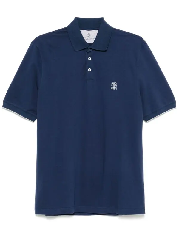 Brunello Cucinelli Logo-print Polo Shirt - Blue