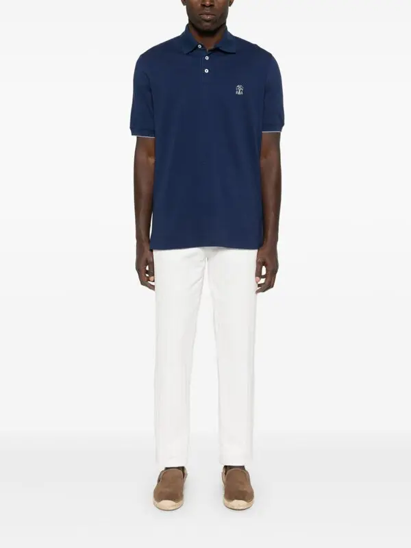 Brunello Cucinelli Logo-print Polo Shirt - Blue