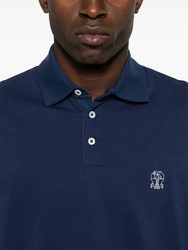 Brunello Cucinelli Logo-print Polo Shirt - Blue