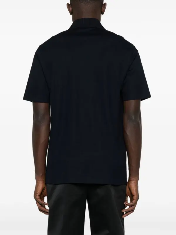 FERRAGAMO V-neck Polo With Jacquard Pocket Detail - Blue