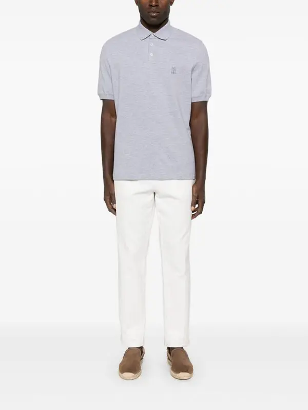 Brunello Cucinelli Logo-print Polo Shirt - Grey