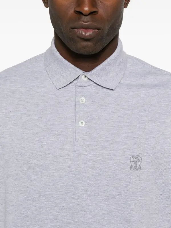 Brunello Cucinelli Logo-print Polo Shirt - Grey