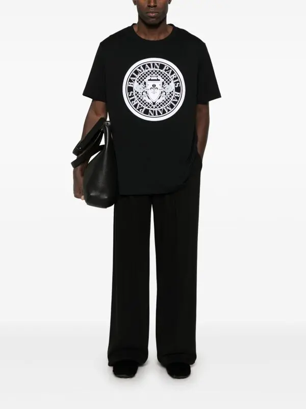 Balmain Flocked-logo T-shirt - Black
