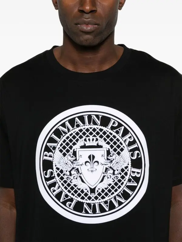 Balmain Flocked-logo T-shirt - Black