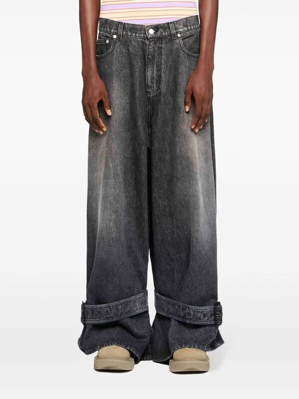 JW Anderson Buckled-cuff Wide Leg Jeans - Grey