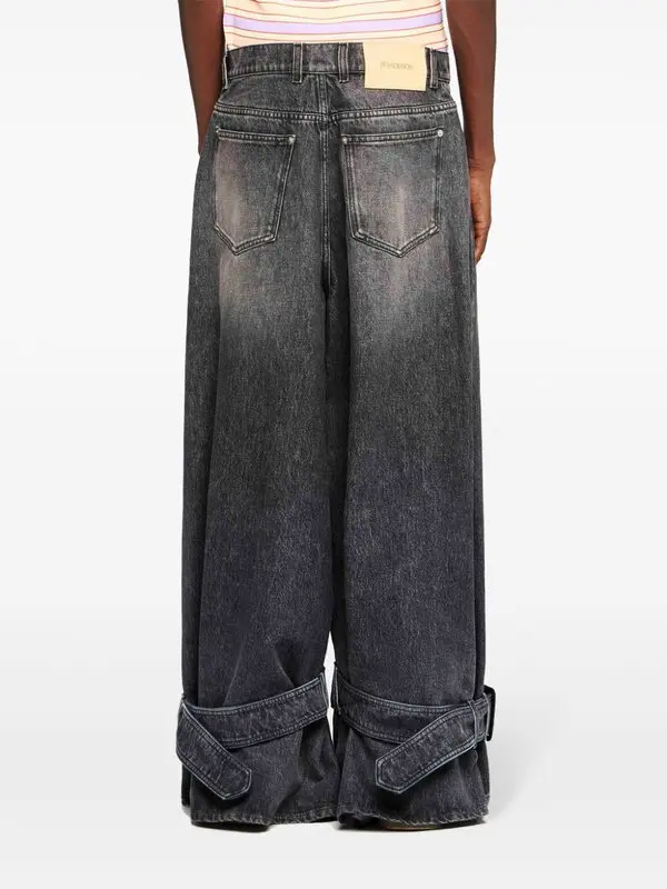 JW Anderson Buckled-cuff Wide Leg Jeans - Grey
