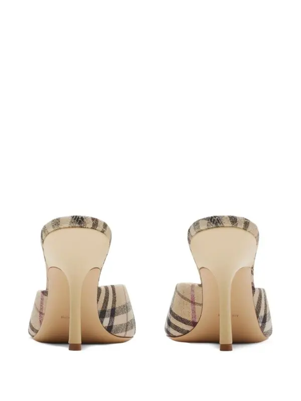 Burberry Checked Stiletto Sandals - Brown