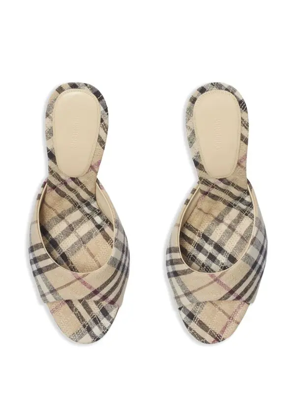 Burberry Checked Stiletto Sandals - Brown