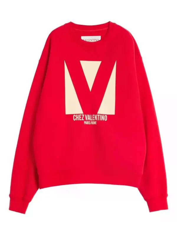 Valentino Garavani Crewneck Sweatshirt With Chez Print - Red