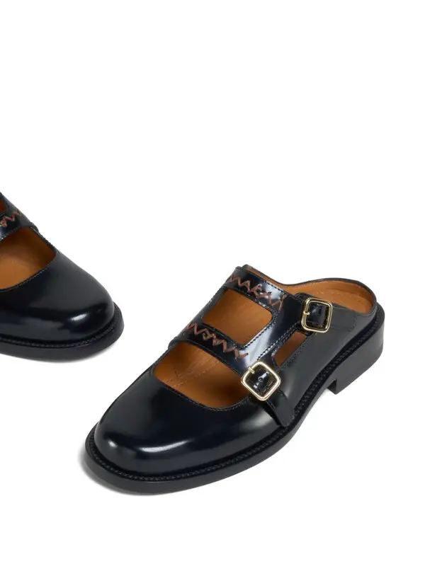 Marni Glossy Leather Clogs - Black | Editorialist