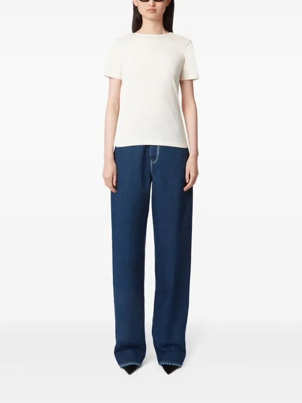 Nina Ricci Plunging Draped Back T-shirt - Neutrals