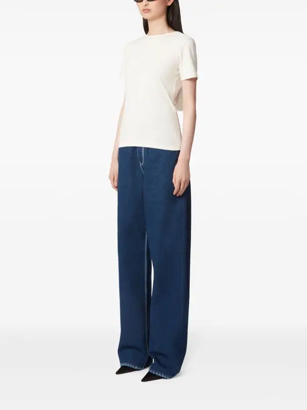 Nina Ricci Plunging Draped Back T-shirt - Neutrals