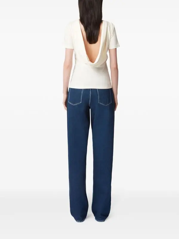 Nina Ricci Plunging Draped Back T-shirt - Neutrals