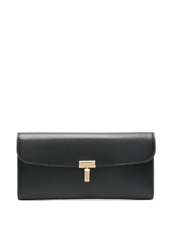 TOTEME T-lock Leather Wallet - Black