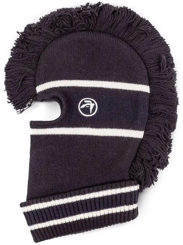 AMBUSH Striped Balaclava With Fringe - Grey