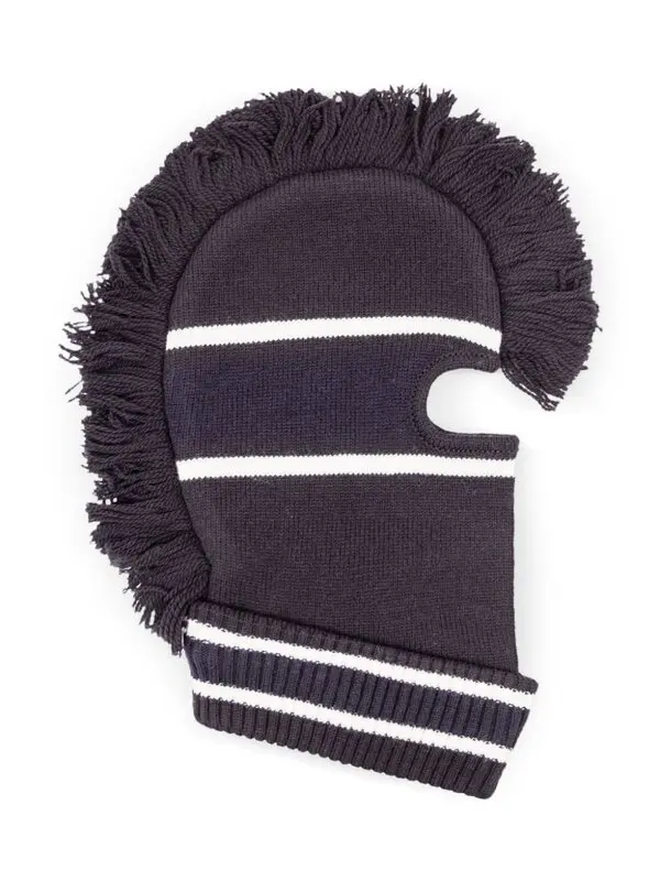 AMBUSH Striped Balaclava With Fringe - Grey